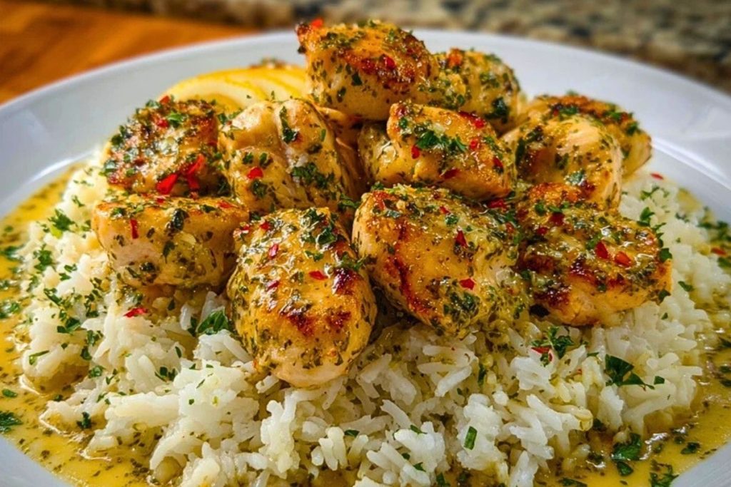 Chicken Scampi with Creamy Garlic Parmesan Rice