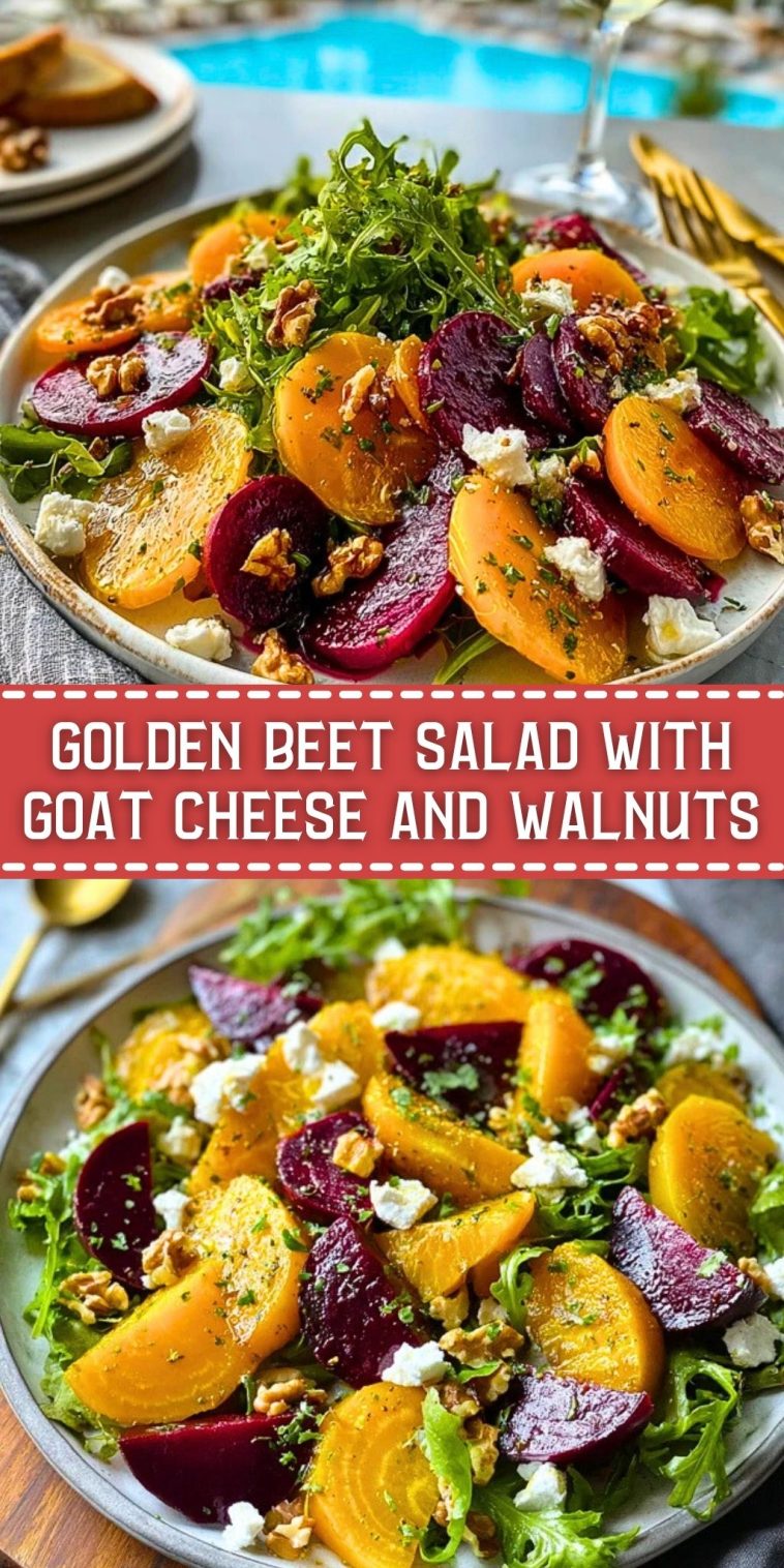 Golden Beet Salad with Goat Cheese and Walnuts