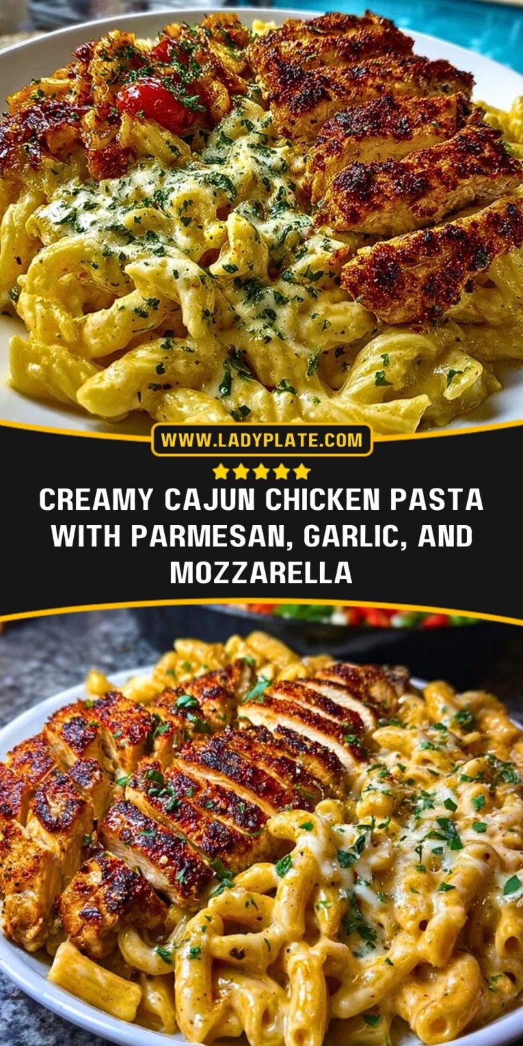 Creamy Cajun Chicken Pasta with Parmesan, Garlic, and Mozzarella