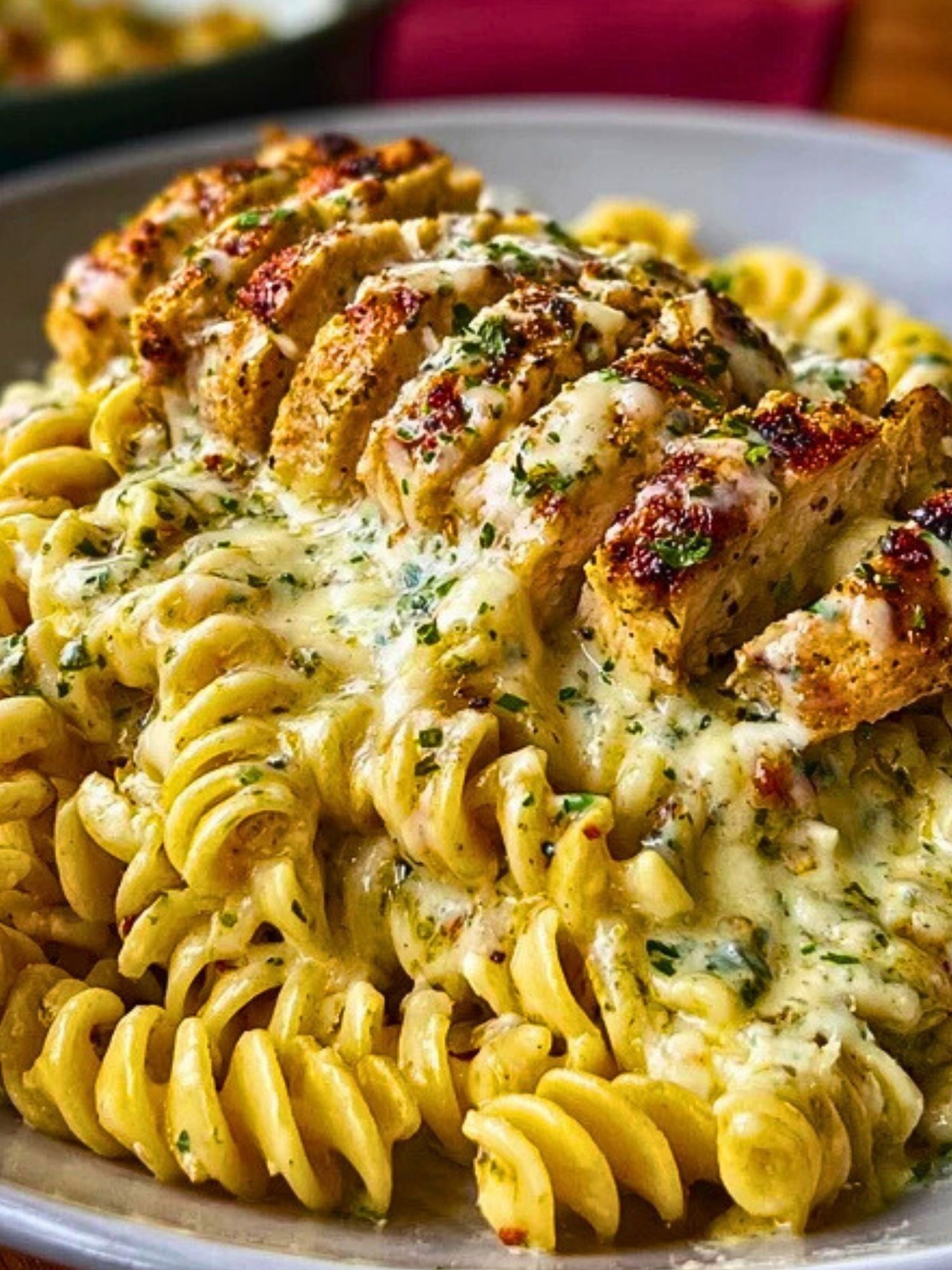 Creamy Cajun Chicken Rotini with Garlic Mozzarella Sauce