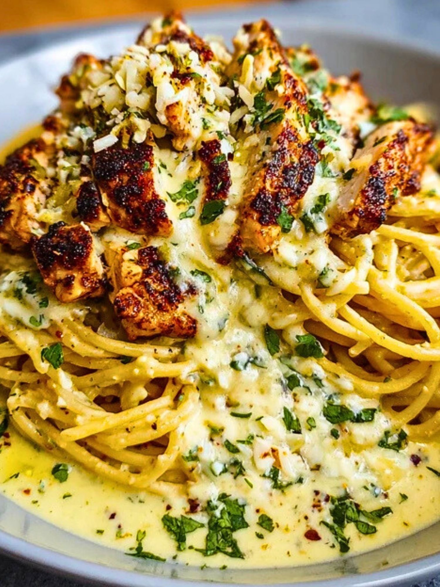 Creamy Cajun Chicken Spaghetti with Garlic Mozzarella Sauce
