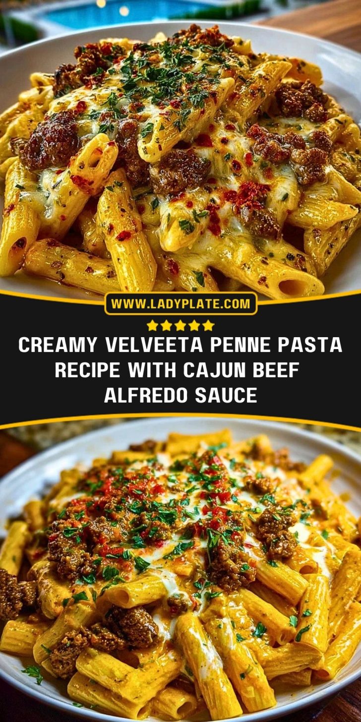 Creamy Velveeta Penne Pasta Recipe with Cajun Beef Alfredo Sauce