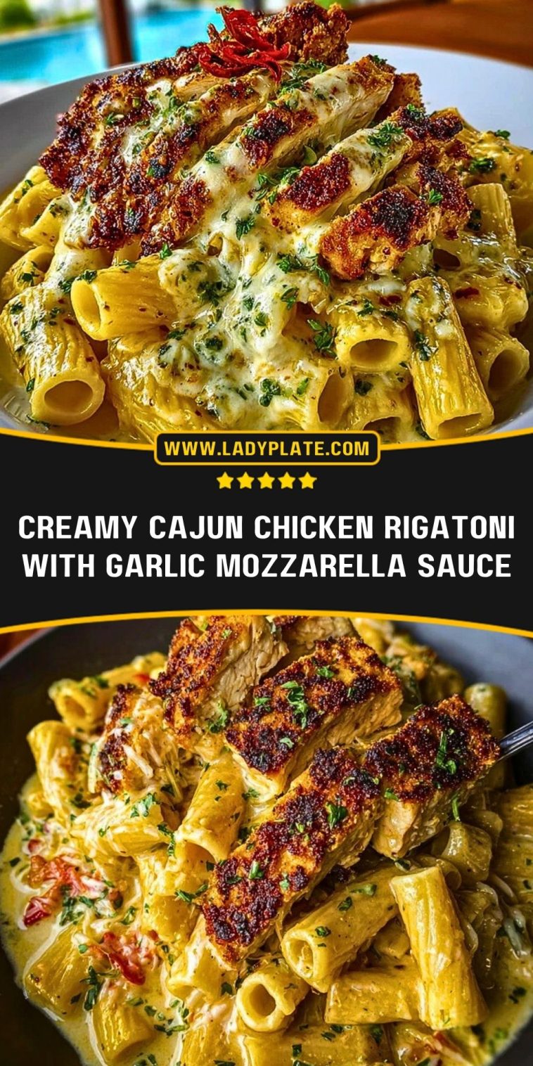 Creamy Cajun Chicken Rigatoni with Garlic Mozzarella Sauce
