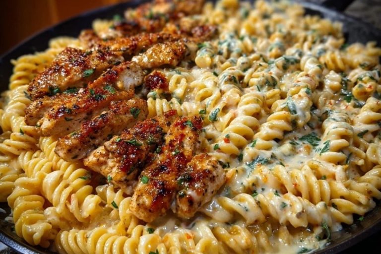 Creamy Cajun Chicken Rotini with Mozzarella Alfredo Sauce