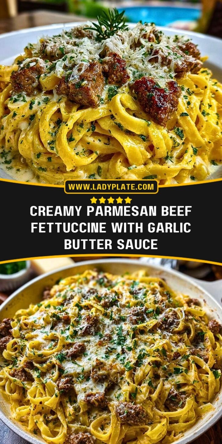 Creamy Parmesan Beef Fettuccine with Garlic Butter Sauce