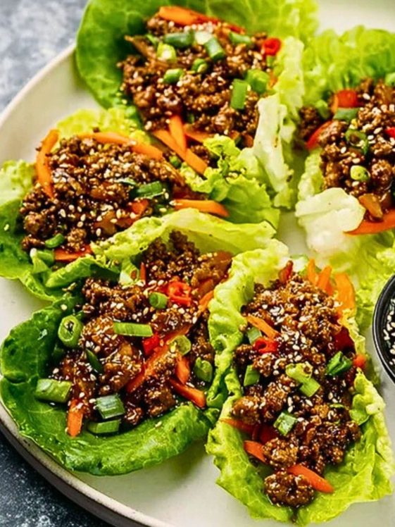 Asian-Style Ground Beef Lettuce Wraps