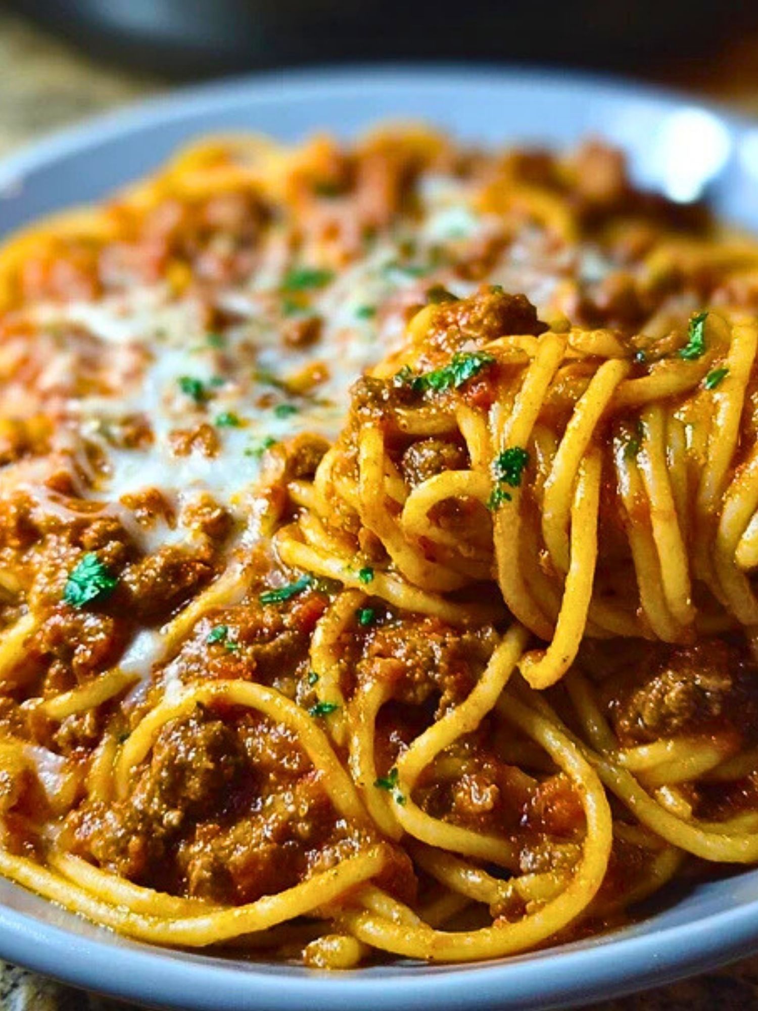Creamy Velveeta Spaghetti with Italian Beef Marinara