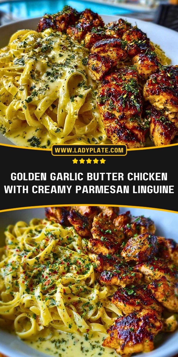 Golden Garlic Butter Chicken with Creamy Parmesan Linguine