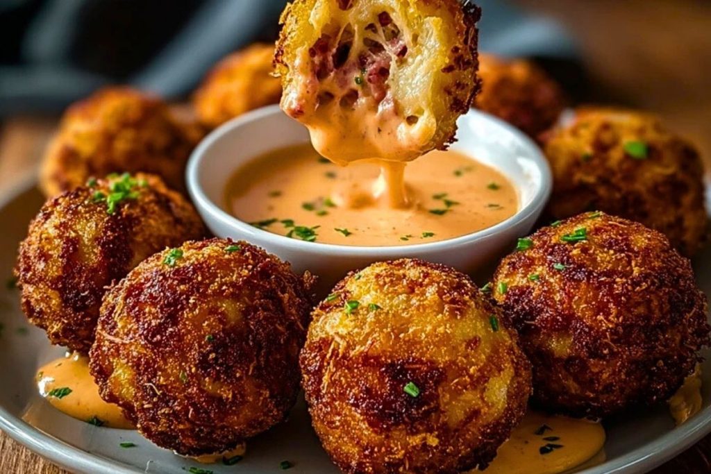 Reuben Balls with Spicy Thousand Island Dipping Sauce