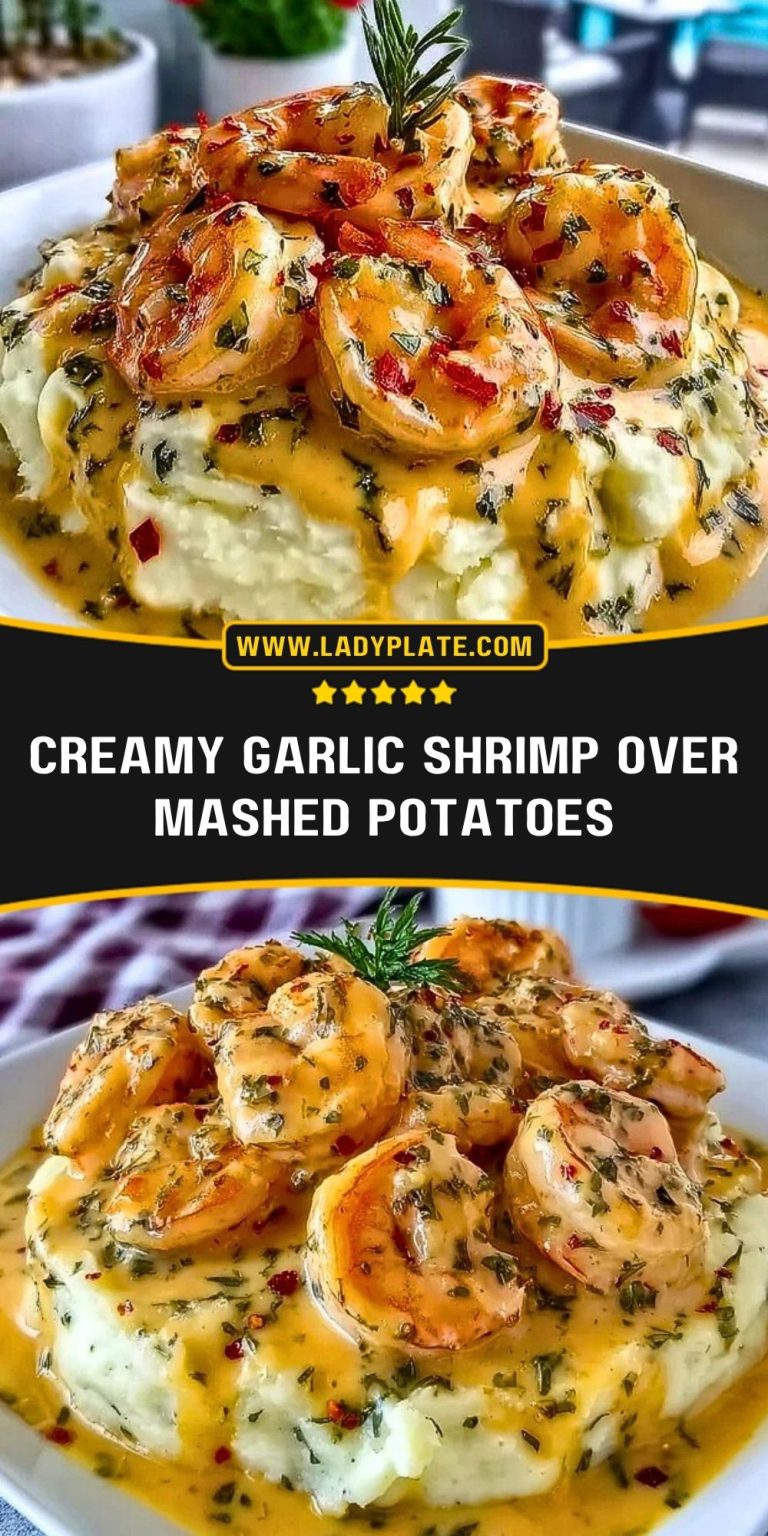 Creamy Garlic Shrimp Over Mashed Potatoes