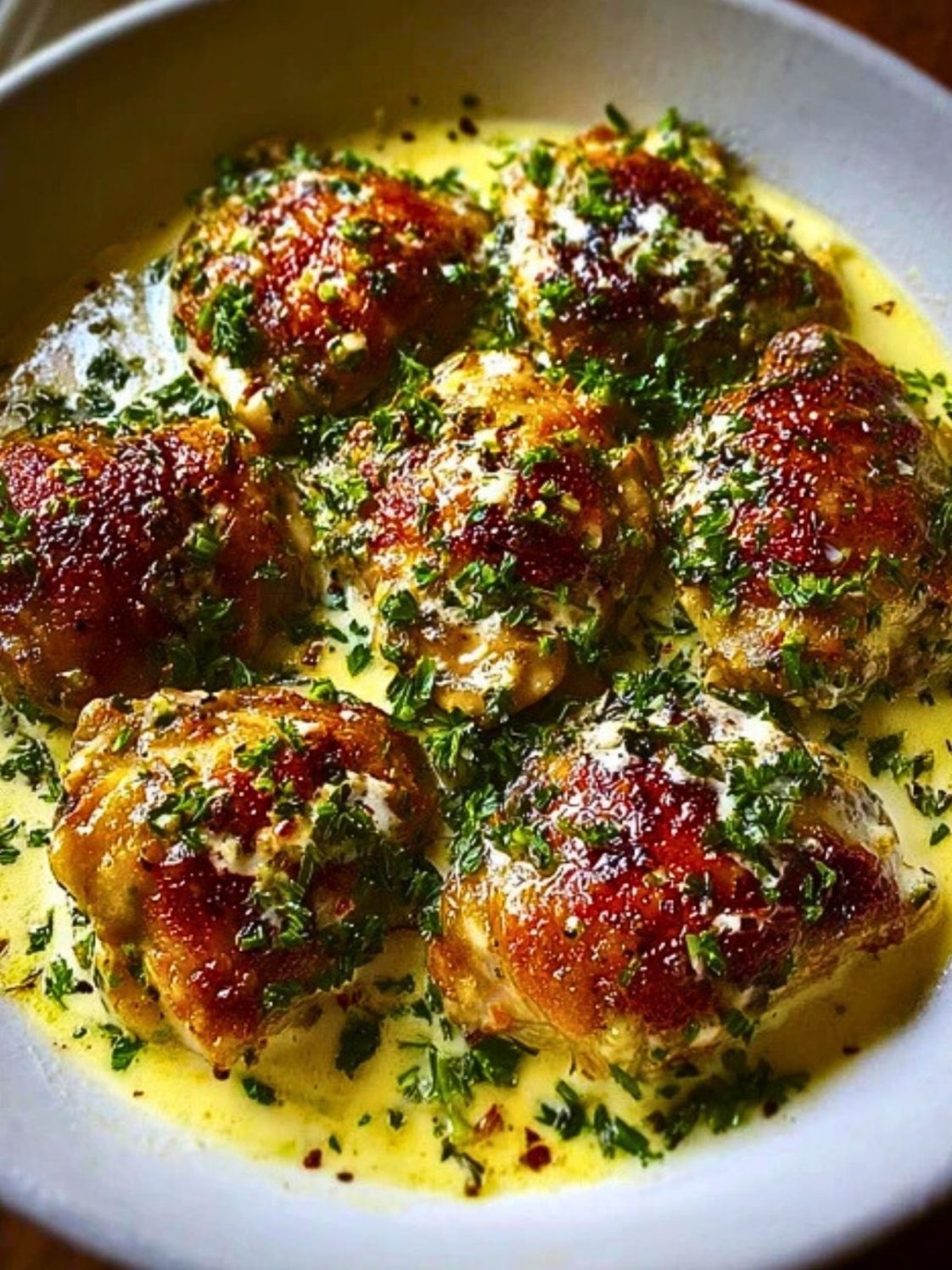 Bobby Flay Chicken Thighs with Creamy Garlic Sauce