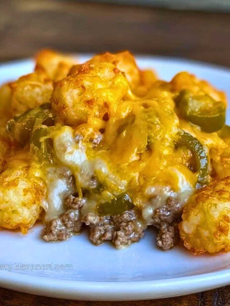 Cheesy Ground Beef & Tater Tot Casserole